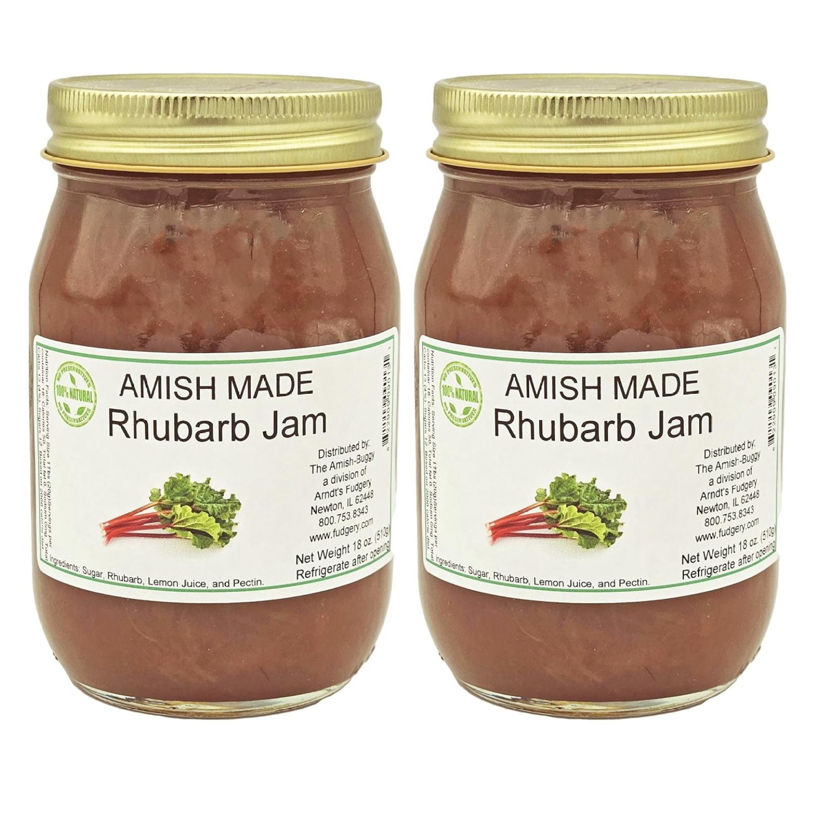 Amish Jam - Two 18 Oz Jars (Rhubarb) - Walmart.com