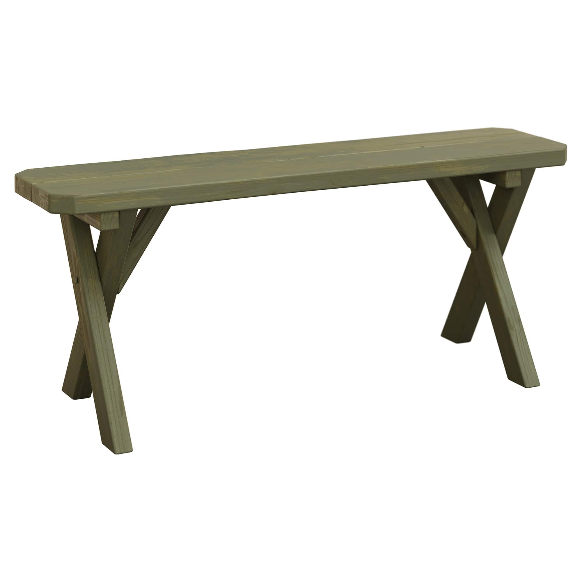 Amish Made 4 Foot Spruce Crossleg Outdoor Dining Bench in Linden Leaf ...