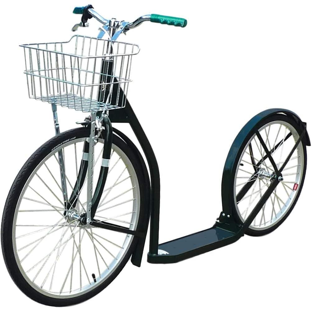 Amish-Made Deluxe Kick Scooter Bike - 24" Front Wheel 20" Rear Wheel -Adult Size Hunter Green ...