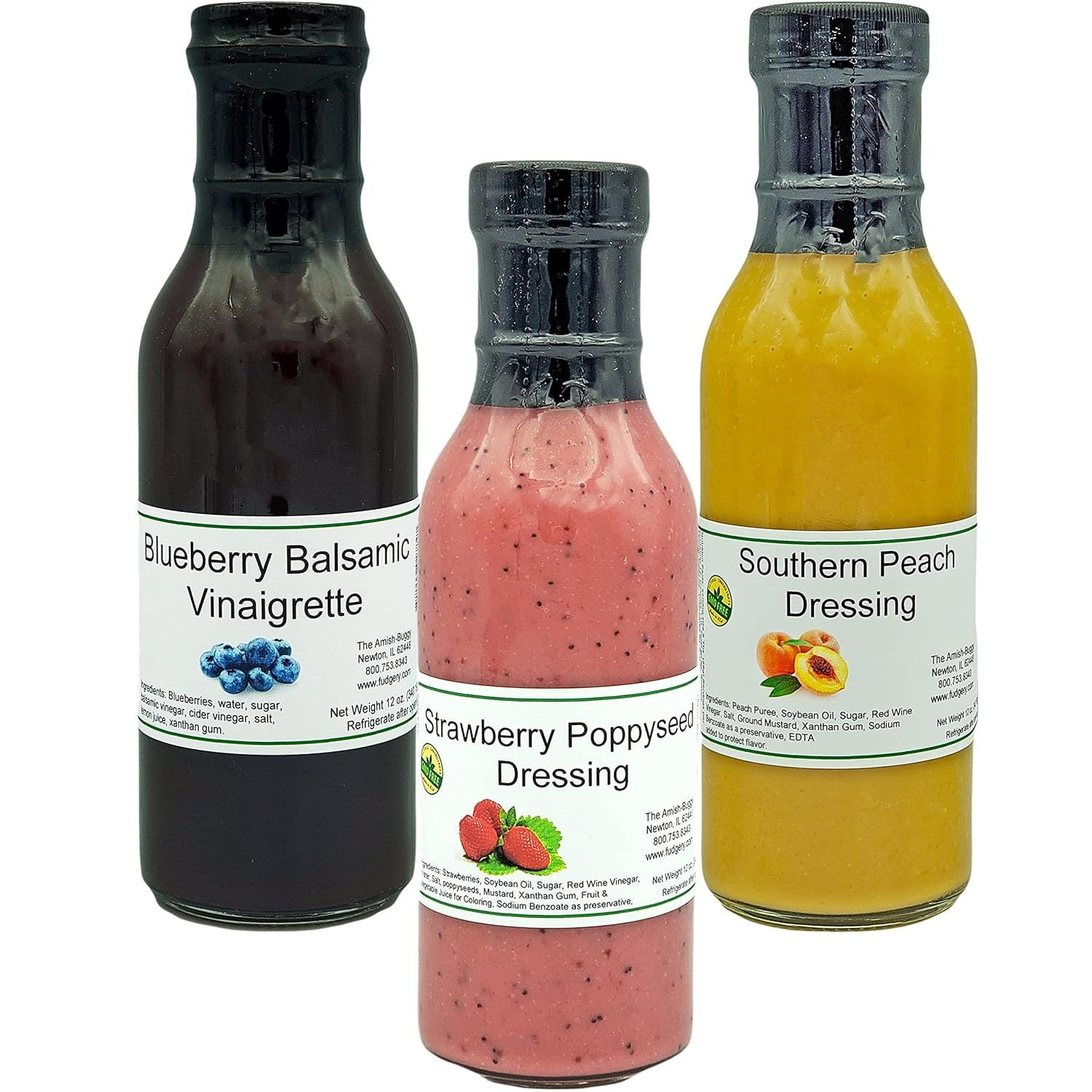 Amish Made Dressings (3 Jars) (Assortment (Blueberry, Strawberry, Peach ...