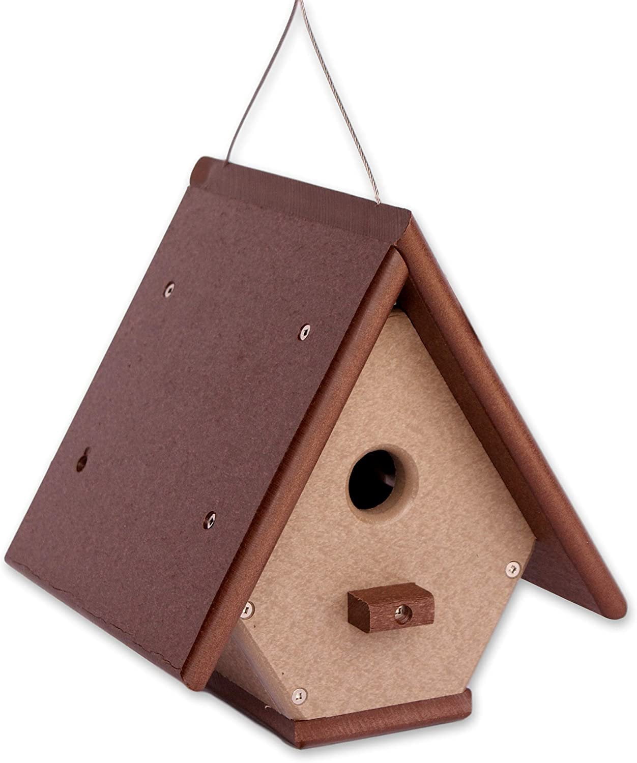 Amish-Made Hanging Wren House, Eco-Friendly Poly Lumber Tudor Brown ...