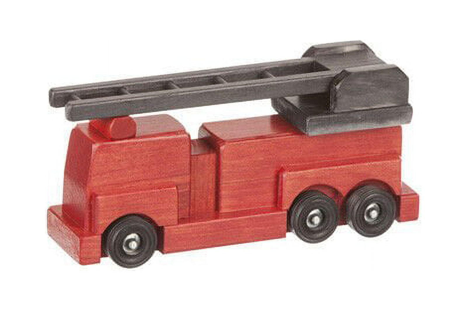 Amish-Made Wooden Toy Ladder Fire Truck Small, Red - Walmart.com