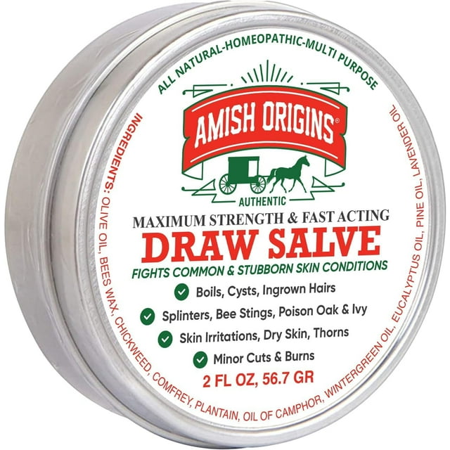 Amish Origins Salve Ointment, 2 oz, Fast Acting for Boil, Splinters ...