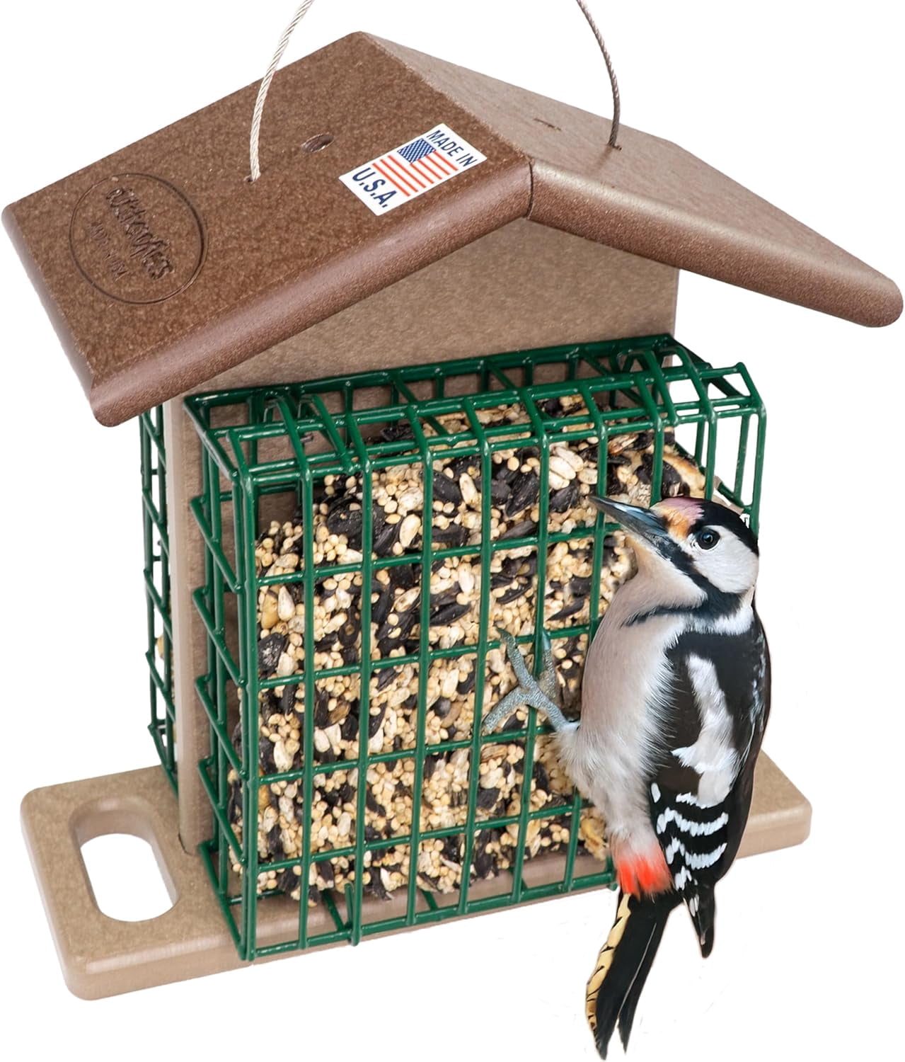 Amish Poly Recycled Plastic Hanging Double Suet Feeder with Covered ...