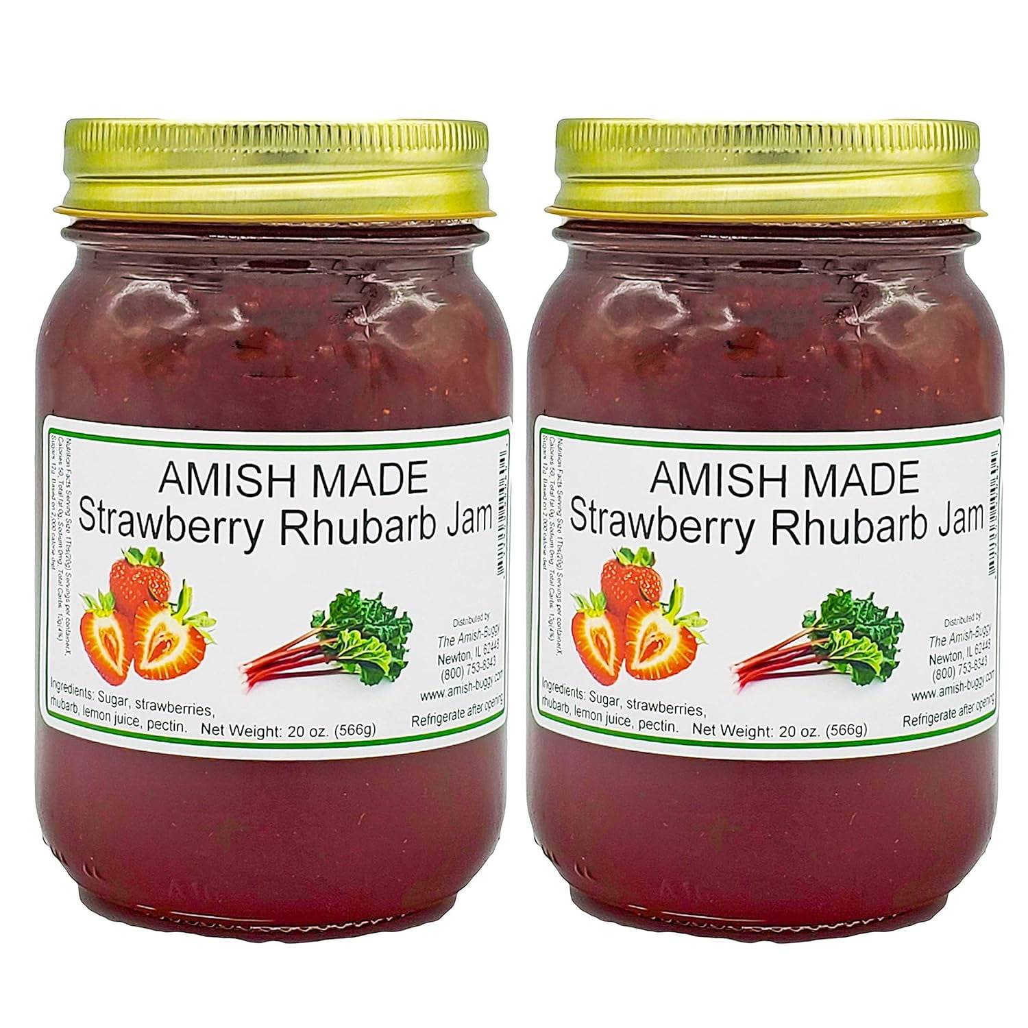 Amish Strawberry Rhubarb Jam - Two 16 Oz Jars - Walmart.com