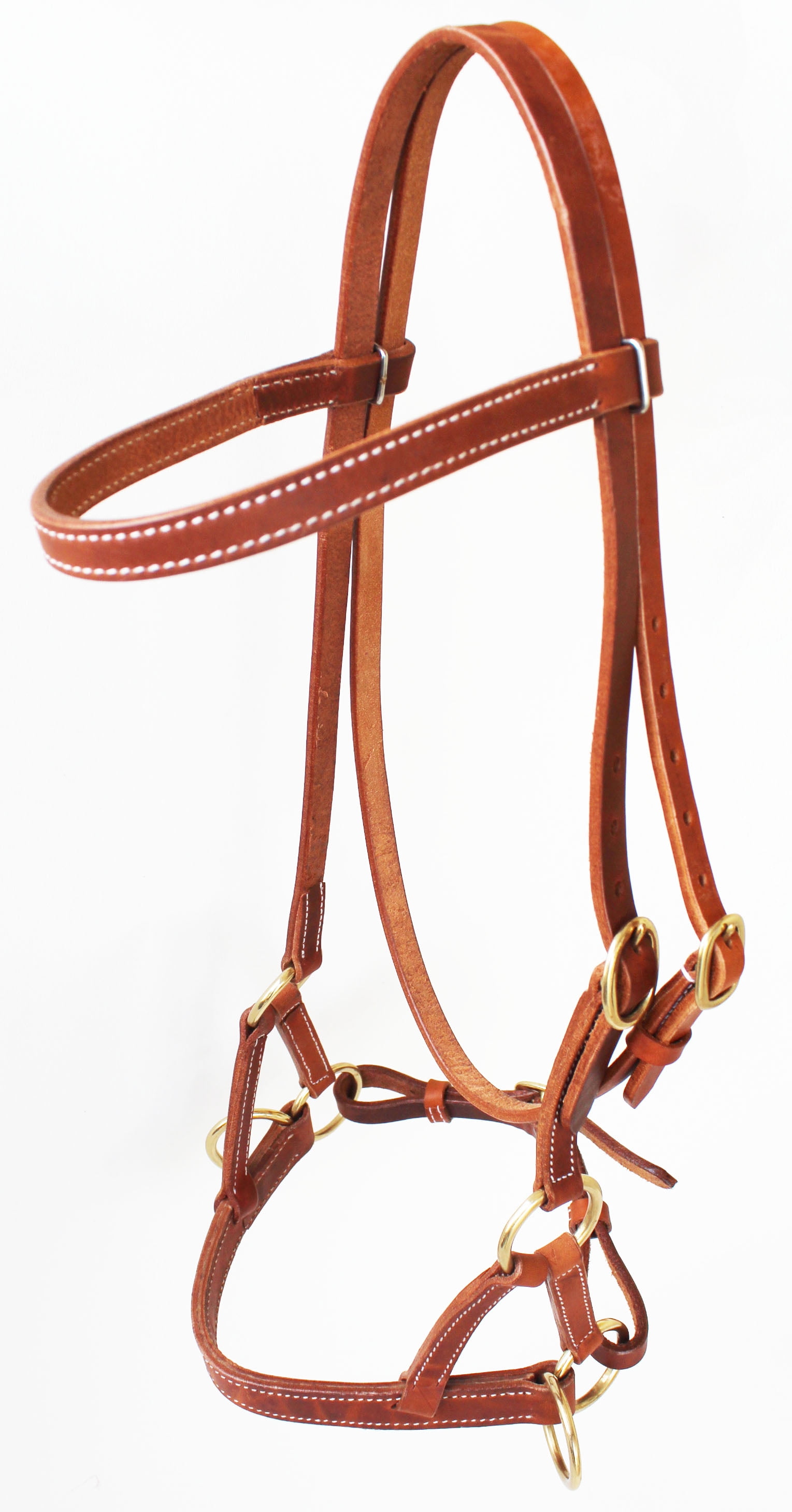 Amish USA Horse Western Harness Leather Bitless Side Pull Bridle Brass ...