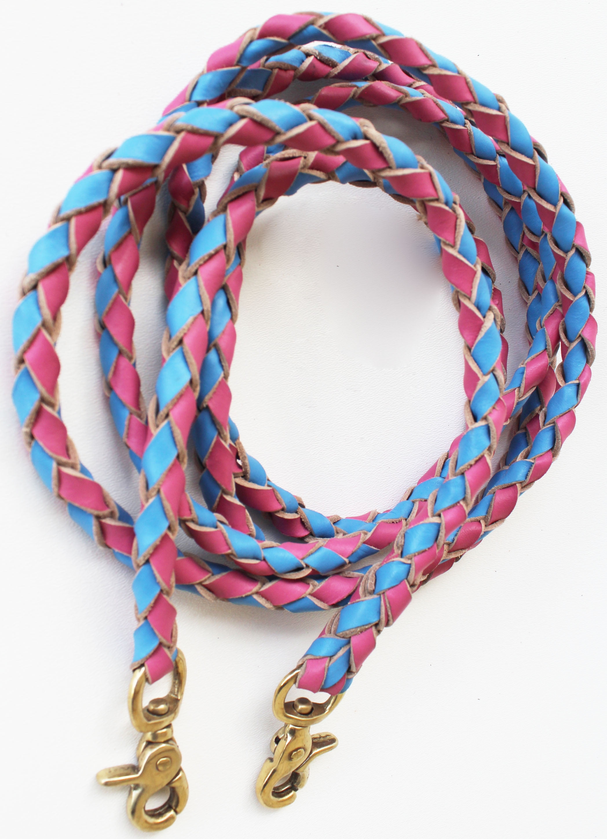 Challenger USA Horse Western Round Braided Leather Roper Reins Brass ...