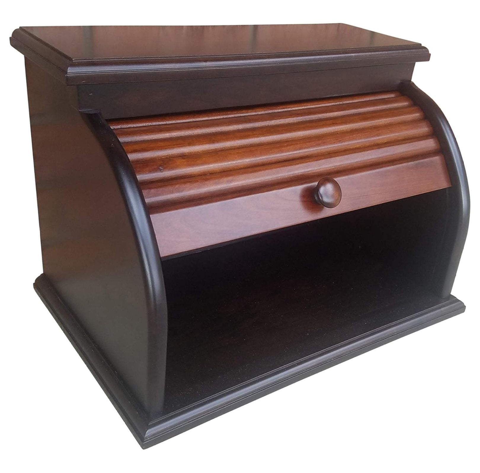 Amish Valley Products Roll Top Bread Box Storage Oak Bin Wooden (Two ...