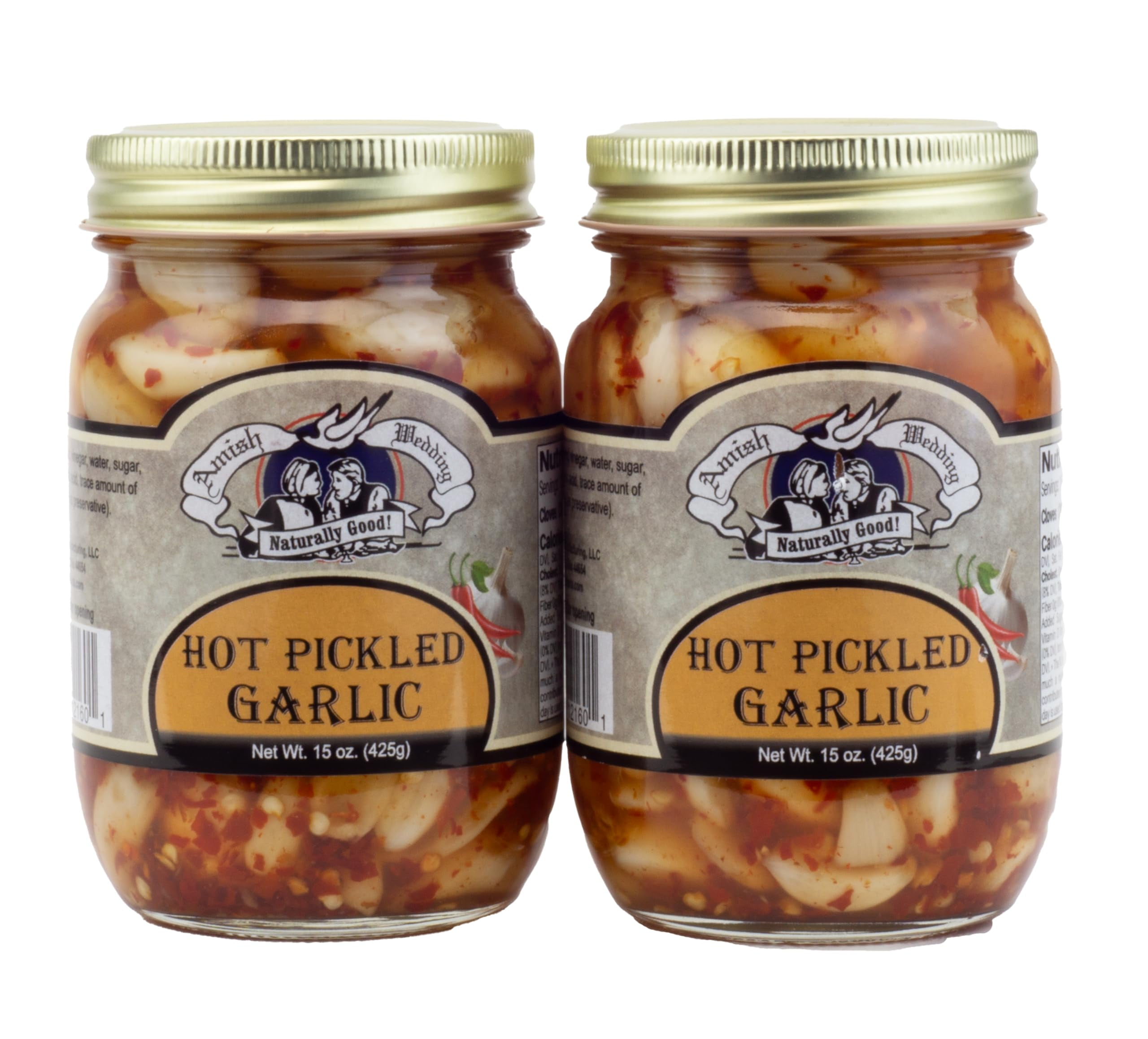 Amish Wedding All-Natural Hot Pickled Garlic KKS1 15 Ounces (2 Jars ...