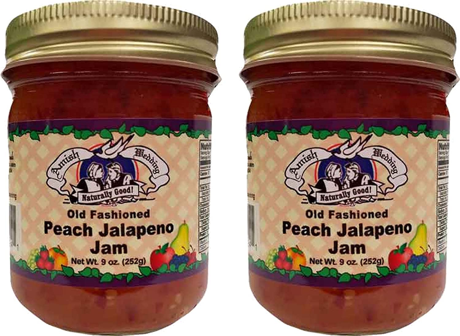 Amish Wedding Foods Old Fashioned Peach Jalapeno Jam, TWO 9 oz. Jars ...