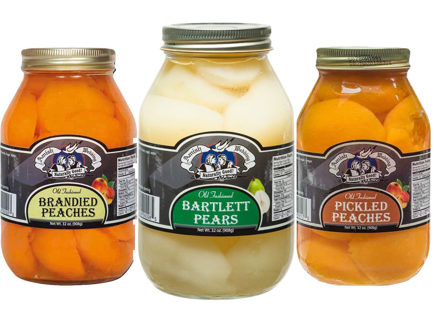 Amish Wedding Foods Brandied Peach Halves, Pickled Peach Halves & Pears ...