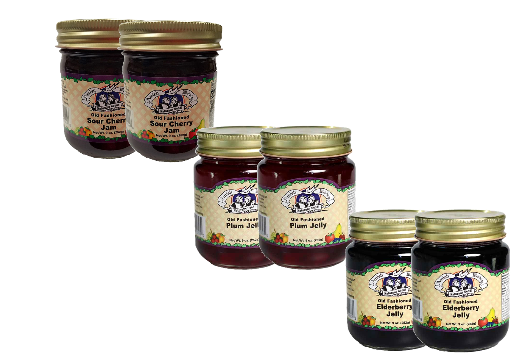 Amish Wedding Foods Sour Cherry Jam , Plum Jelly & Elderberry Jelly ...