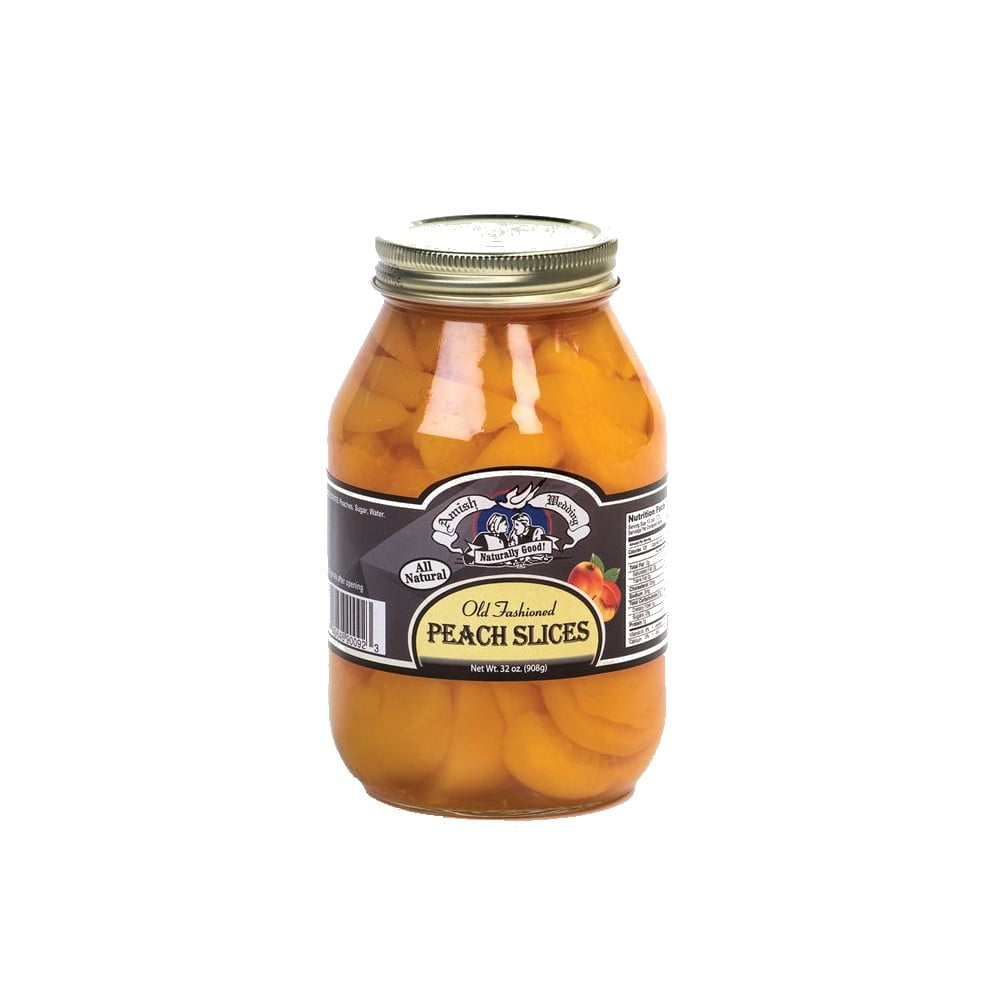 Amish Wedding Ready to Eat Peaches, USA Made 32 ounce Glass Jar, No ...