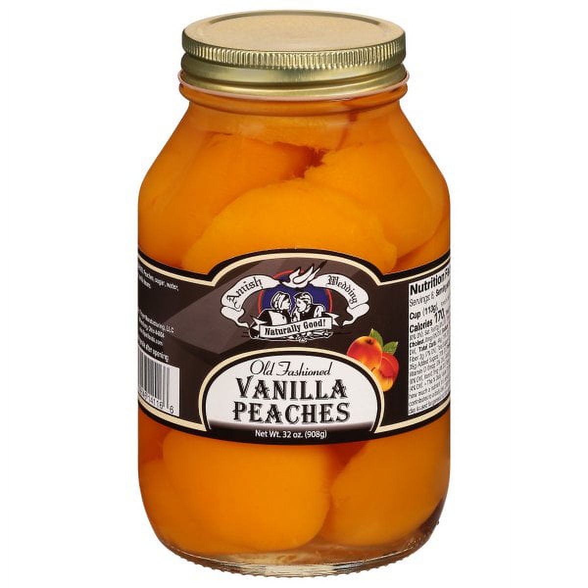 Amish Wedding Ready to Eat Peaches, USA Made 32 ounce Glass Jar, No ...