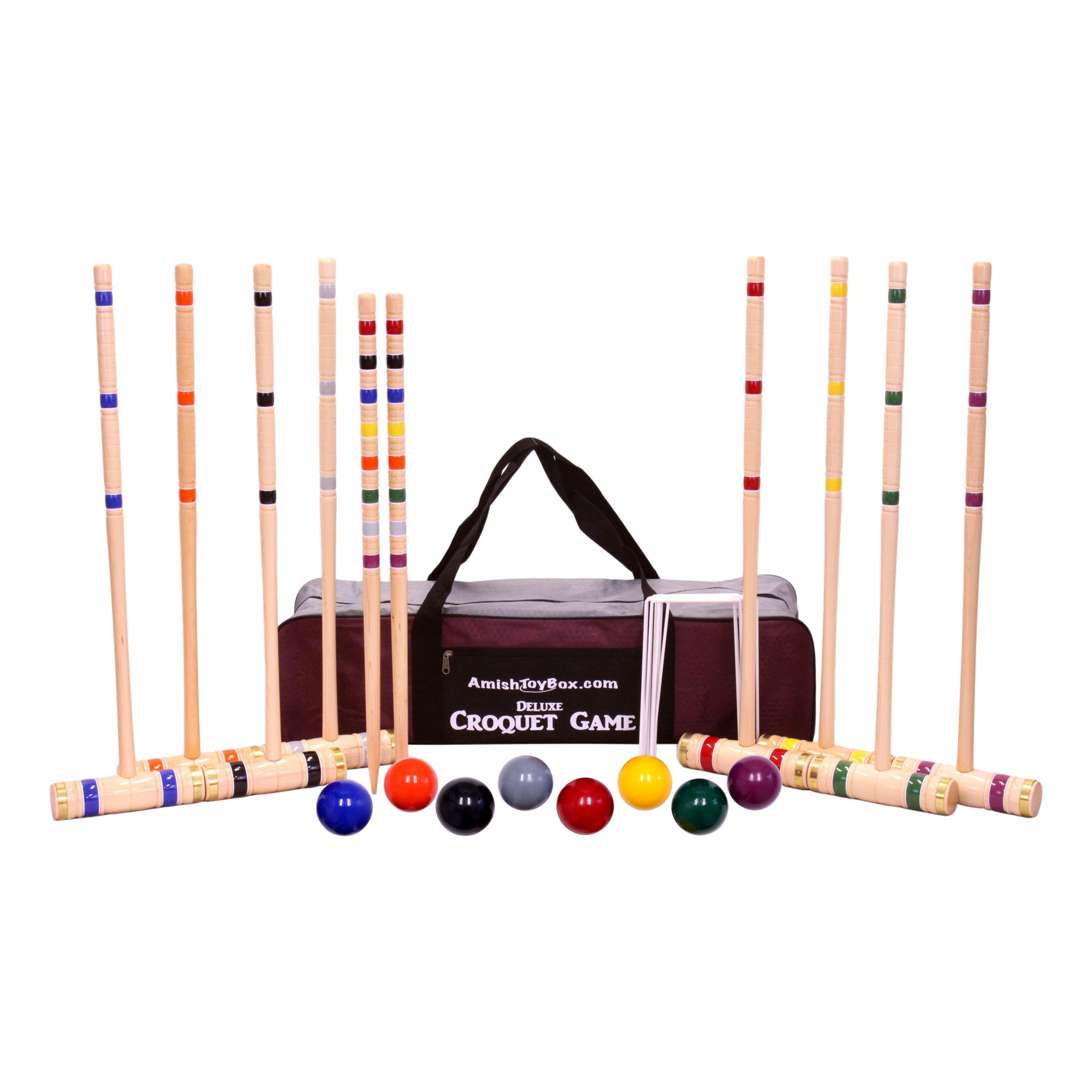 AmishToyBox.com Deluxe 8-Player Croquet Game Set with Duffel Carry Bag ...
