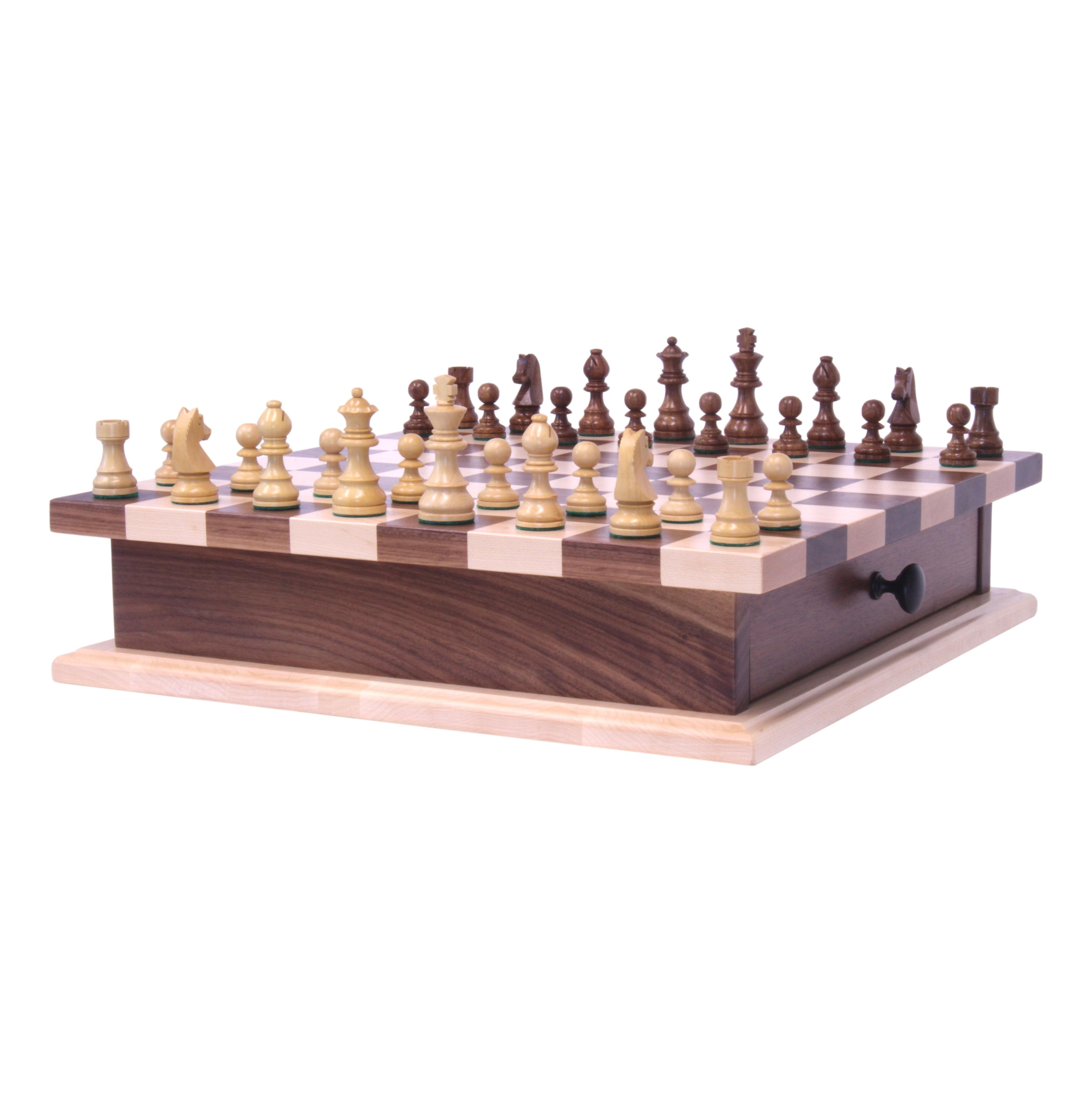 AmishToyBox.com Deluxe Chess/Checkers Wooden Game Board Set - with ...