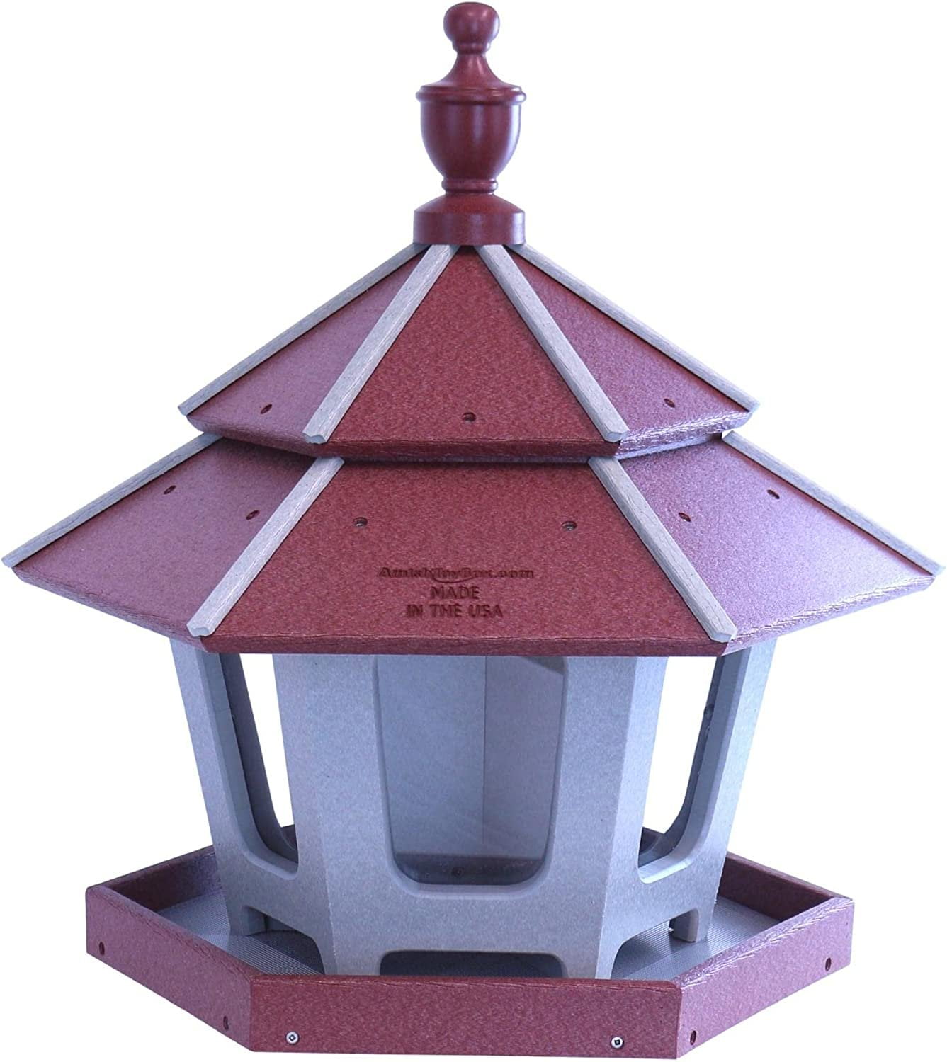 AmishToyBox.com Gazebo Bird Feeder - Deluxe Triple Compartment Post ...