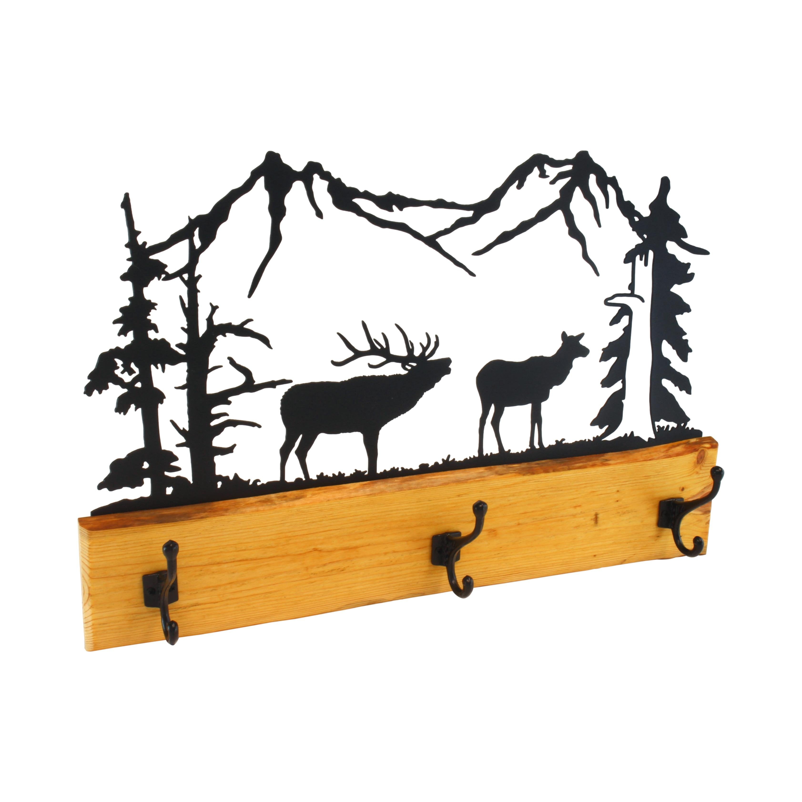 AmishToyBox.com Wood and Metal Coat Rack, with 3 Hooks and Rustic Metal ...
