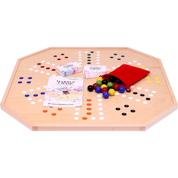 AmishToyBox.com Wooden Marble Chase Cards N' Marbles Board Game Set ...