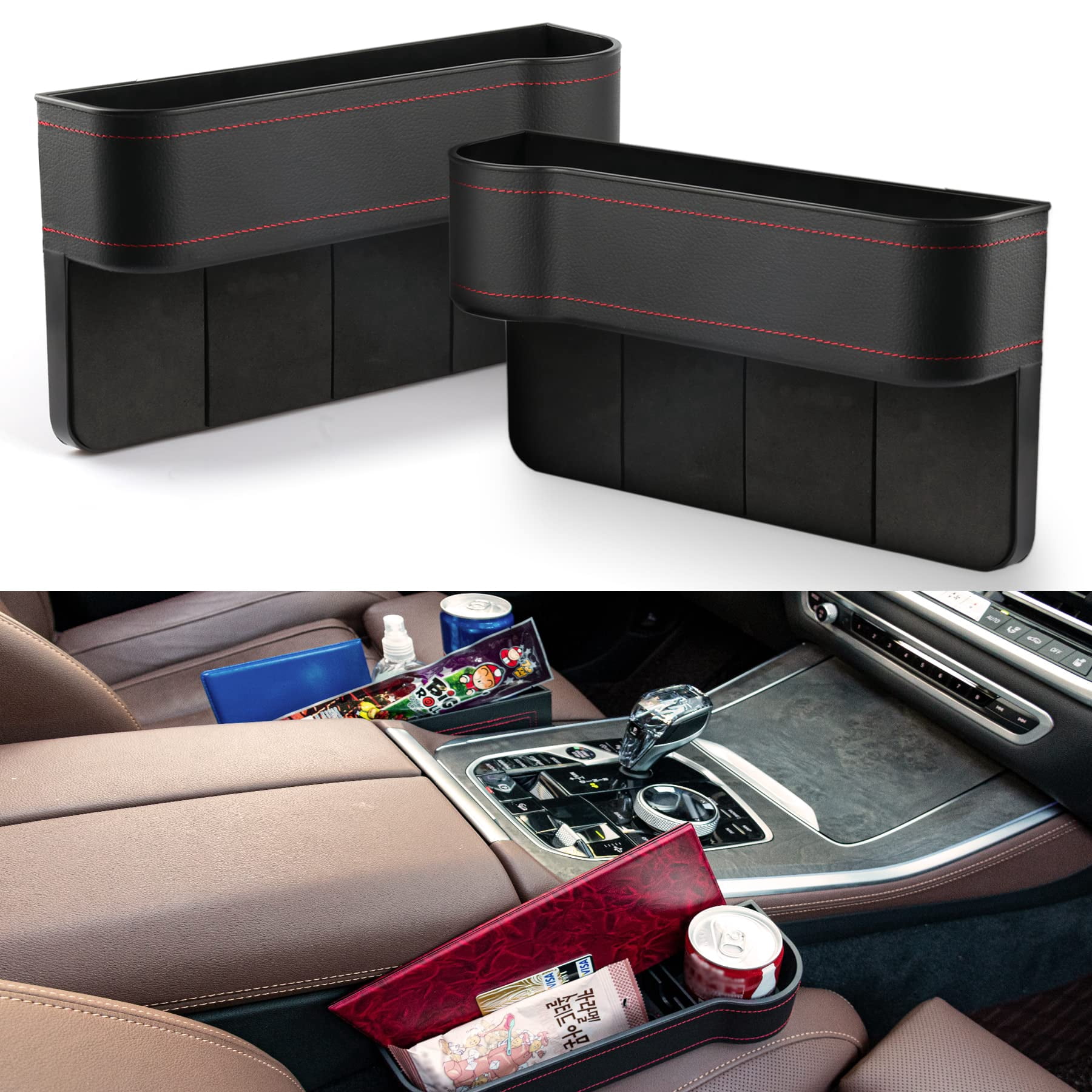 Amiss 2 Packs Car Seat Gap Filler Space Storage Box, Console Coin Side ...
