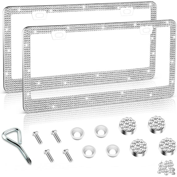 Amiss Bling License Plate Frame for Women, 2Pack Rhinestone Handcrafted ...