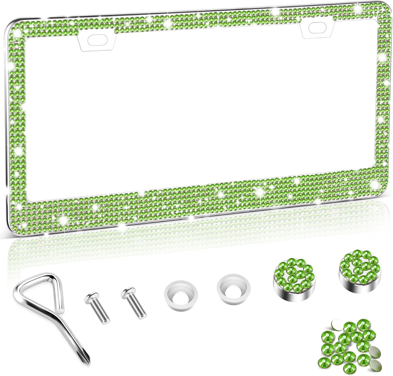 Amiss Bling License Plate Frame for Women, 2Pack Rhinestone Handcrafted ...