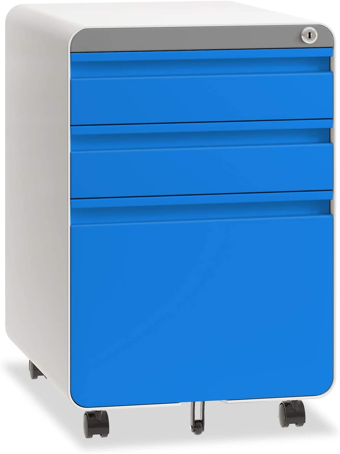 Amissz 3 Drawer File Cabinet, Metal Filing Cabinets with Lock Wheels ...