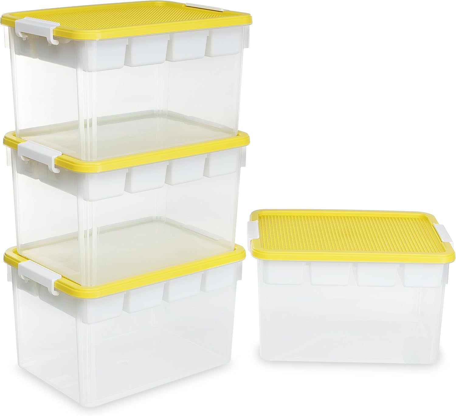 Amissz 32 QT Plastic Storage Box with Removable Tray Craft Organizers ...