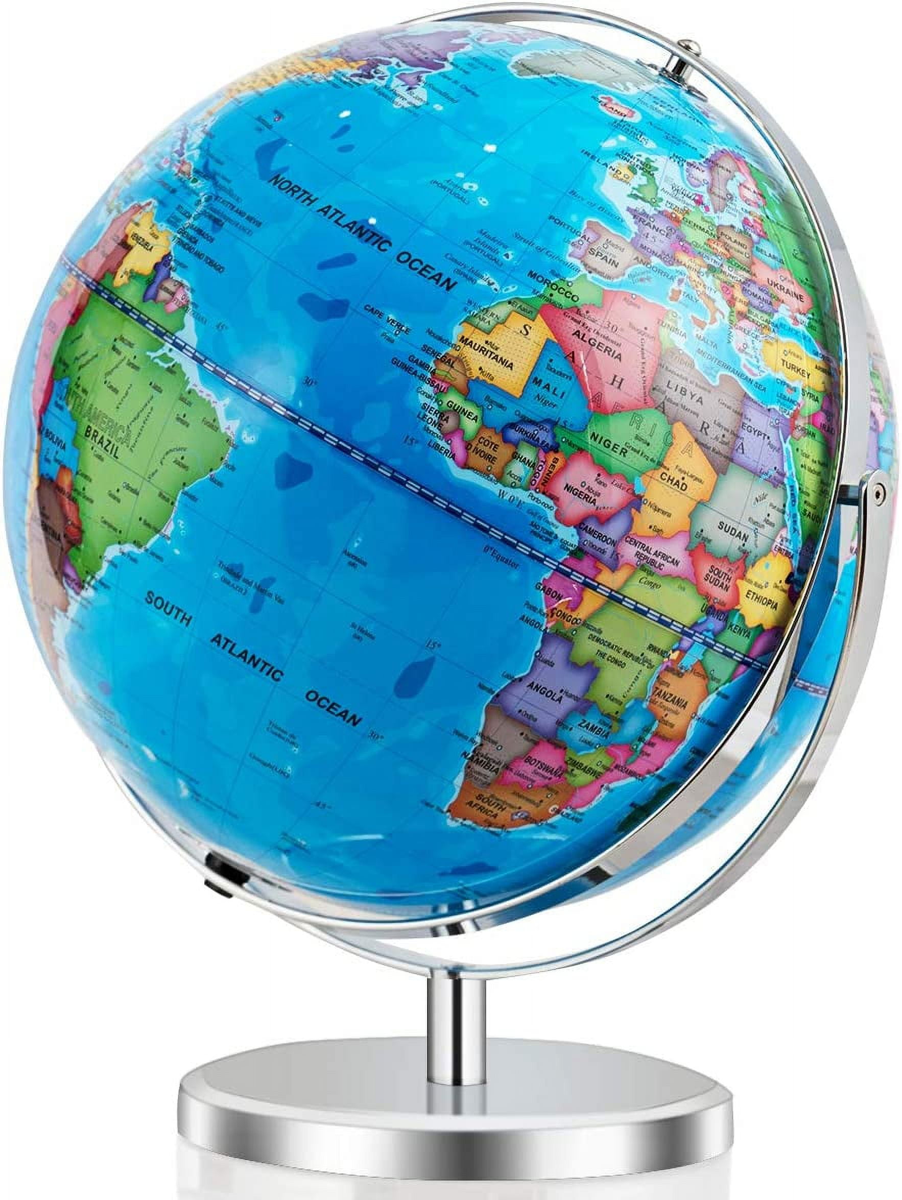 Amissz Desktop World Globe, Educational Geographic World Globe with LED ...