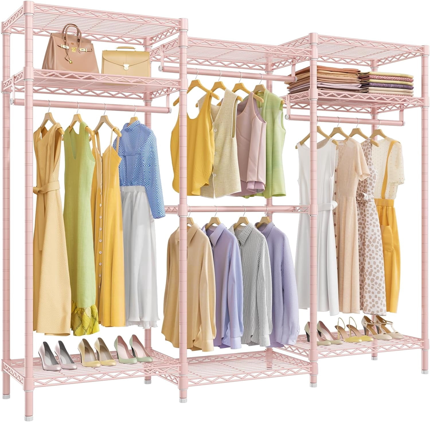 Amissz Garment Rack Heavy Duty Clothes Racks for Hanging Clothes, 70in ...