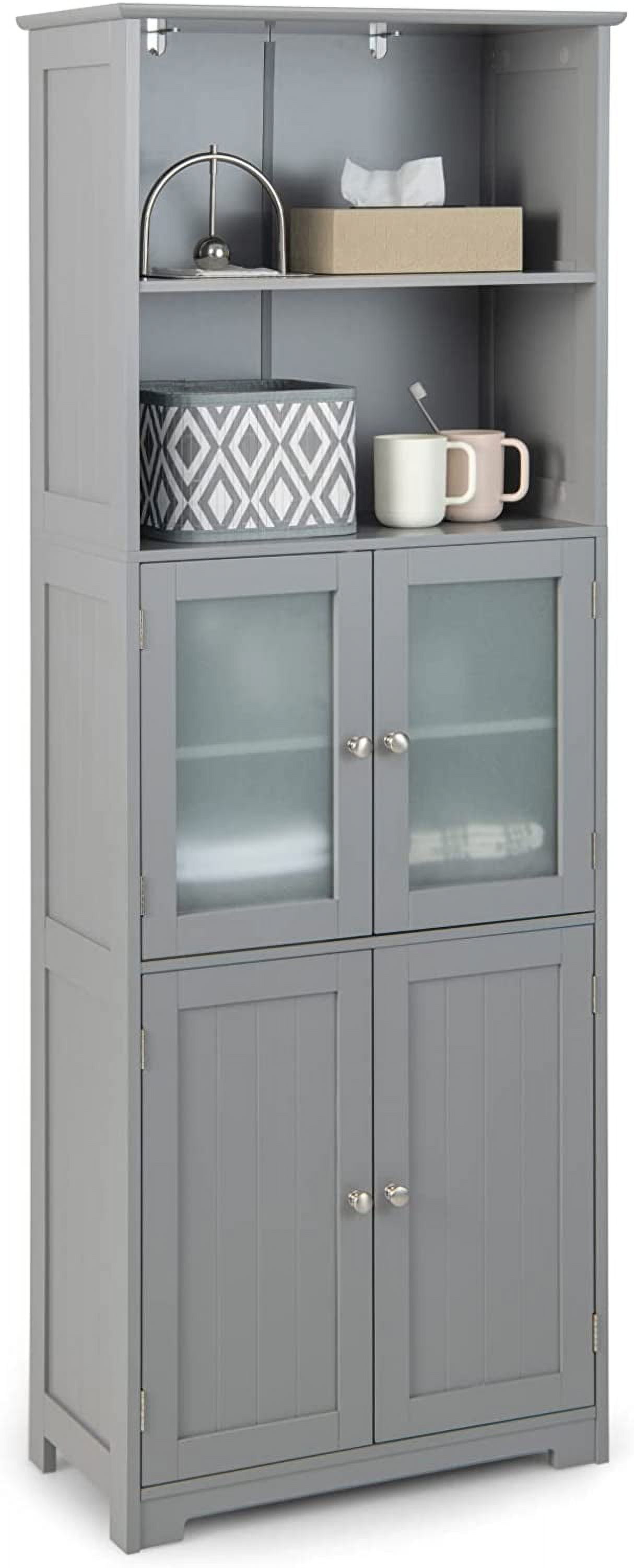 Amissz Tall Bathroom Storage Cabinet, Freestanding Floor Cabinet w/2 ...
