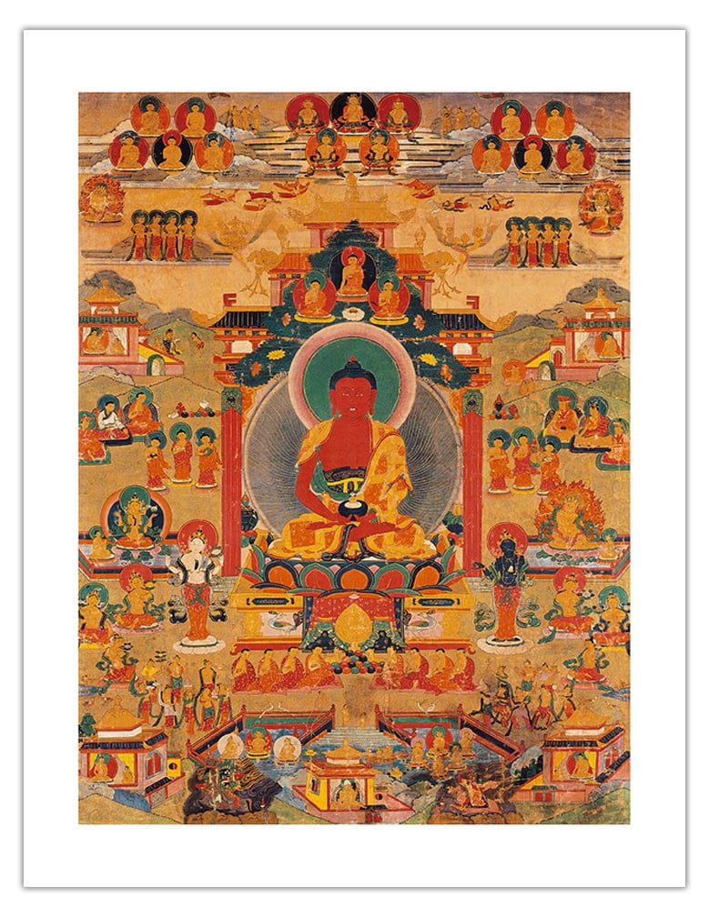 Amitabha in Sukhavati - Buddha of Boundless Light - Vintage Tibetan ...