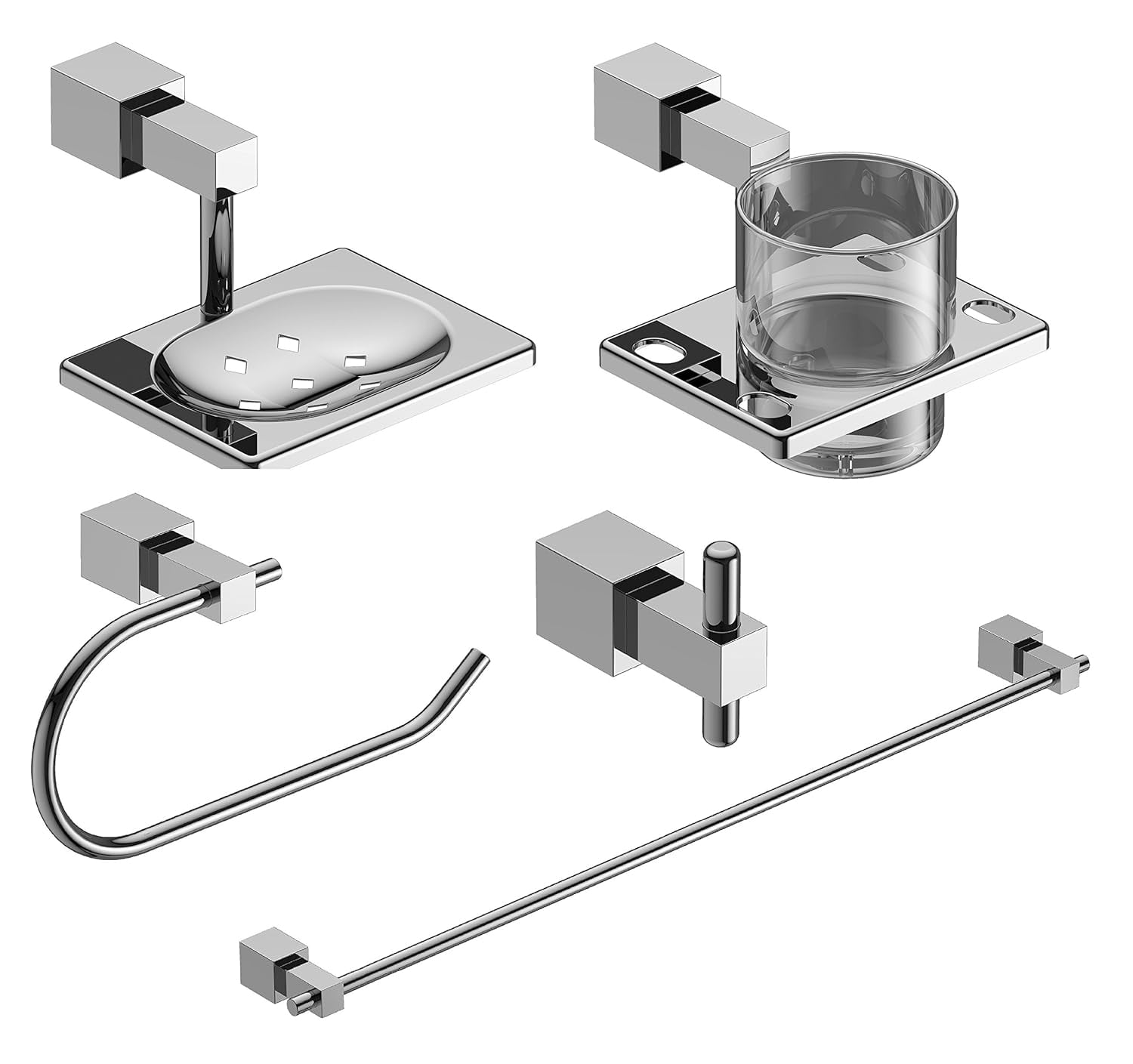 Amity Dzire Bath Fittings Bathroom Accessories Set Pack of 5 Robe Hook ...
