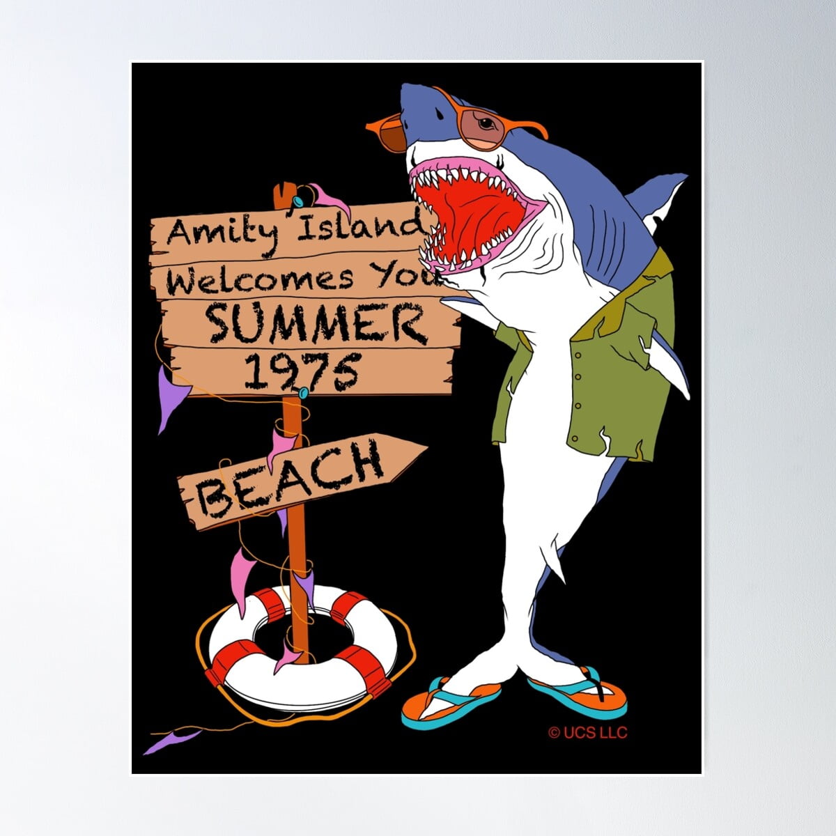 Amity Island Beach Sign Poster Wall Art, Modern Wall Decor For Living ...