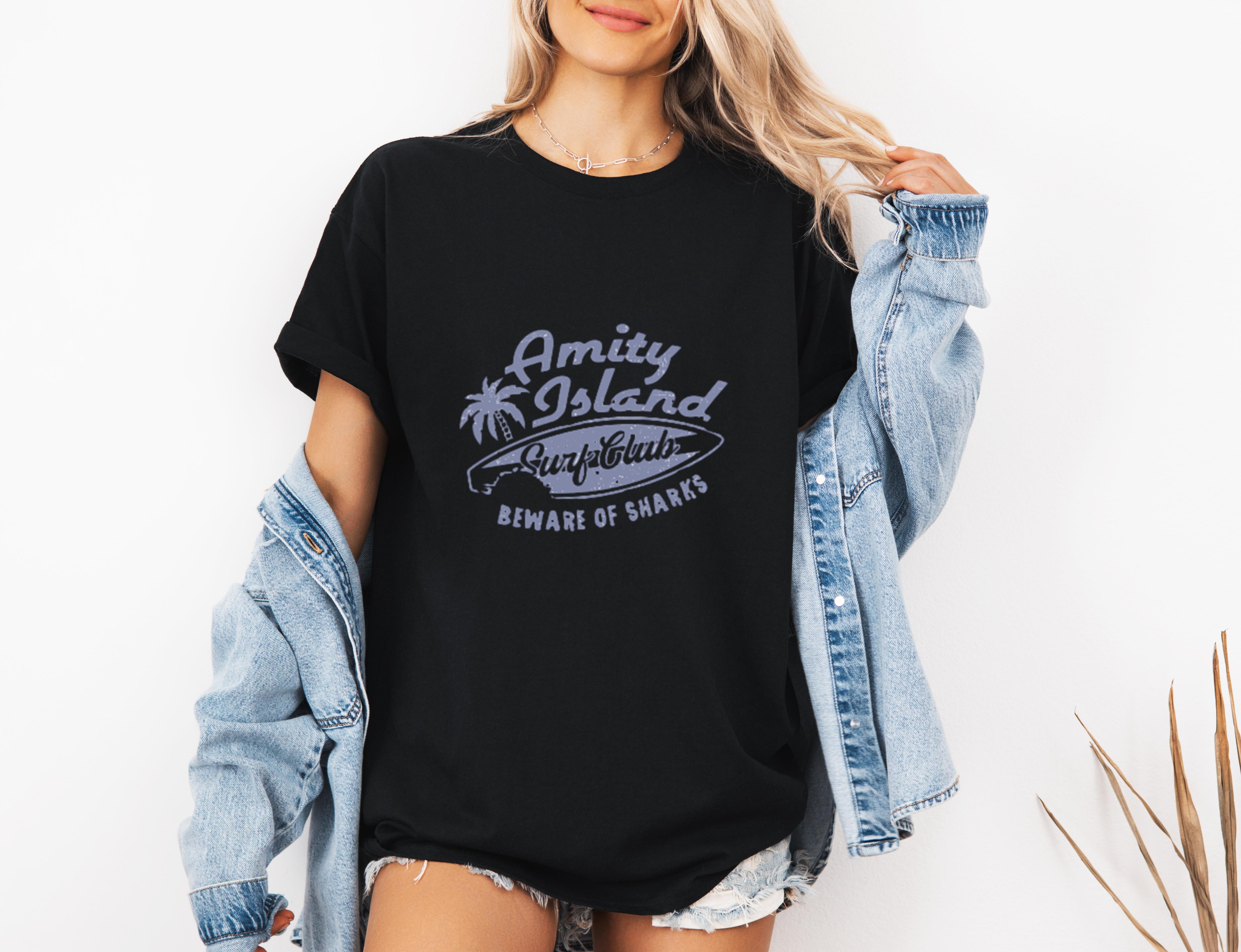 Amity Island Surf Club Jaws Movie Inspired Retro Beach Graphic Unisex T ...