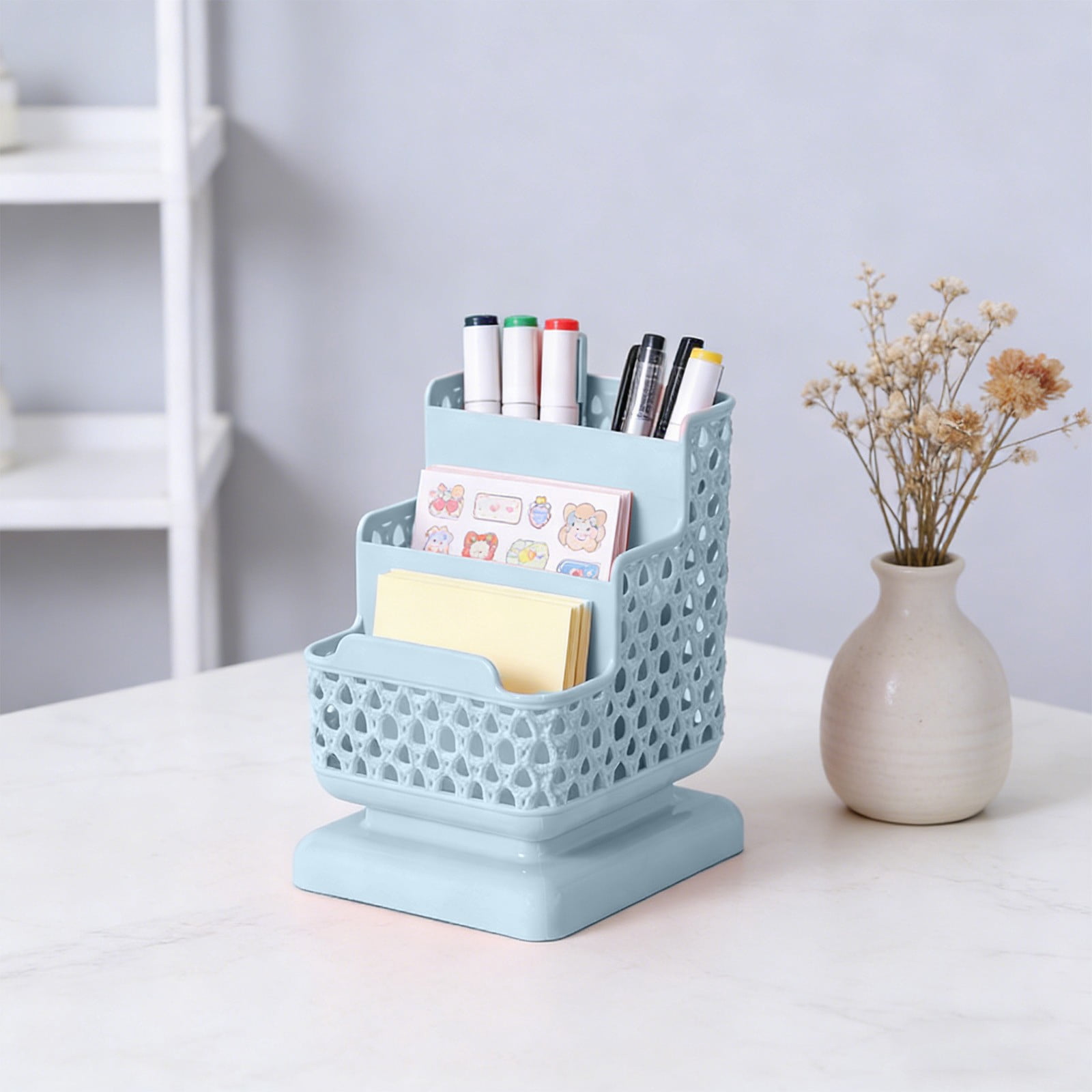 Amketima Desk Organizer Pen Makeup Plastic Storage for Pencils Markers ...