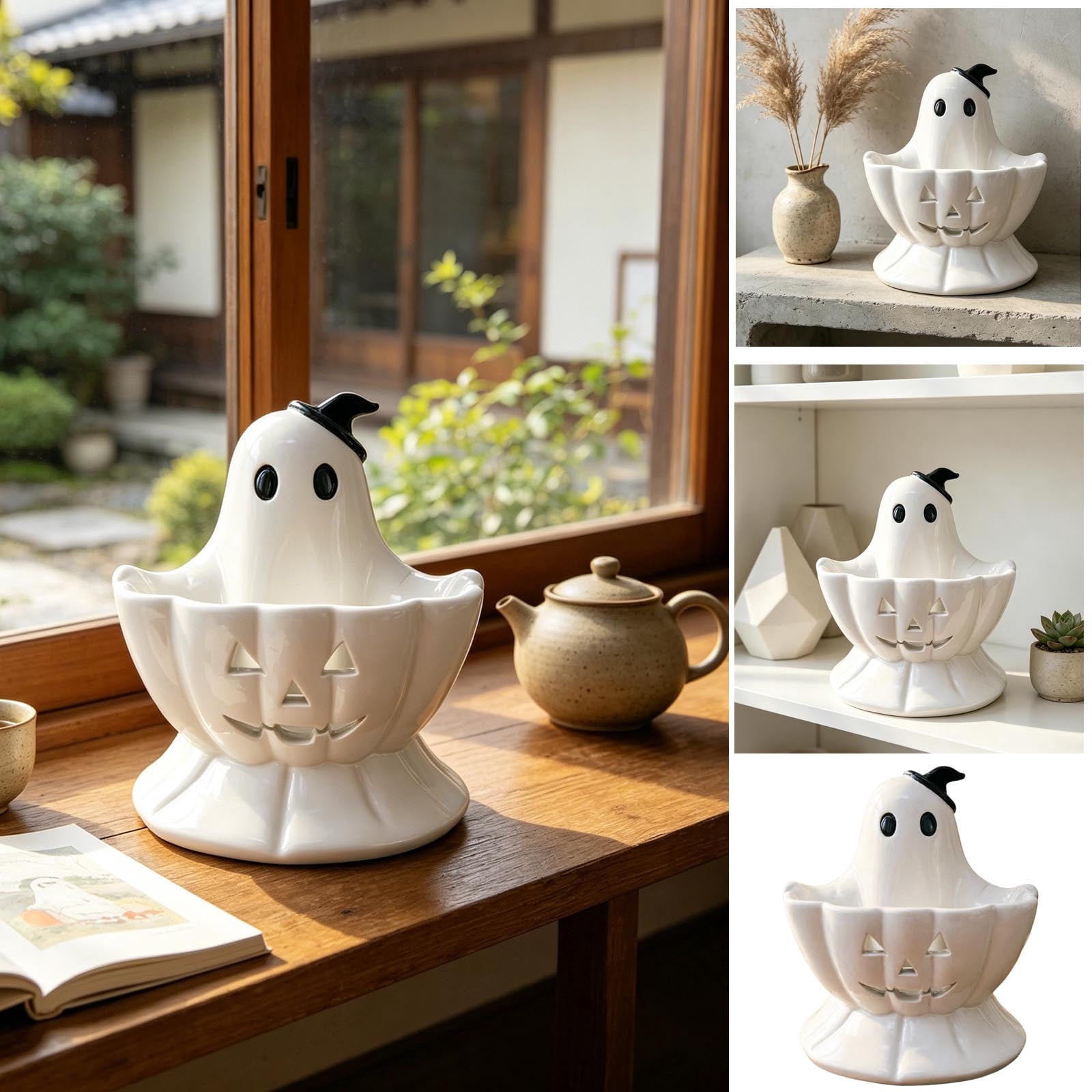Amketima Ghost Candlestick Figurine Resin Crafts Mini Desktop Ornament ...