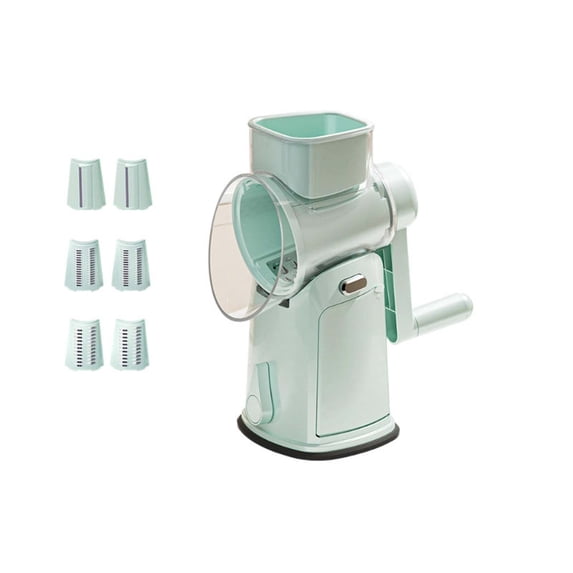 Amketima Hand Crank Vegetable Slicer 5 Interchangeable Blades Drum ...