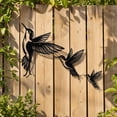 Amketima Hummingbird Wall Decor Set of 3 Metal Iron Fence Art Black ...