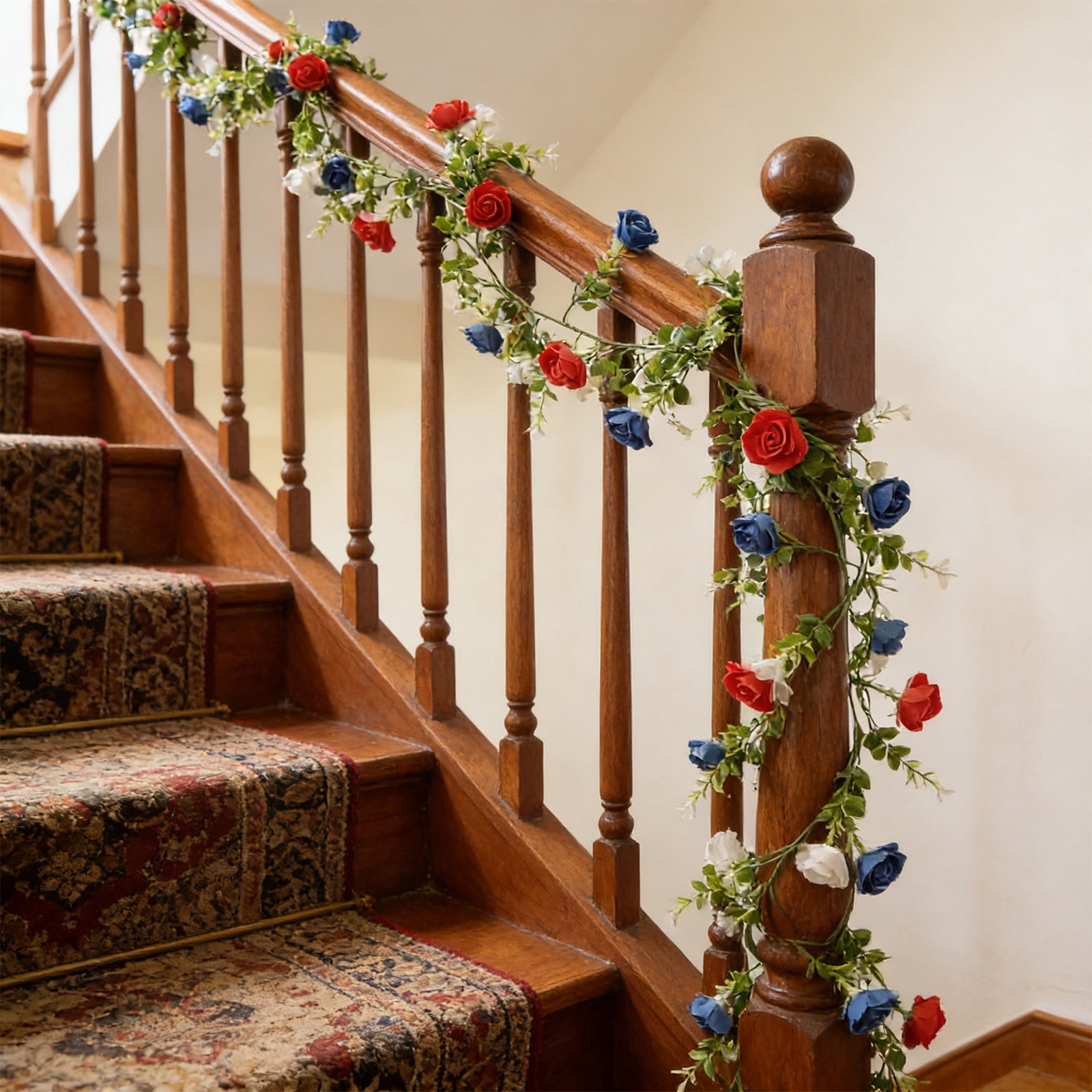 Amketima Independence Day Themed Red White Blue Green Floral Garland ...