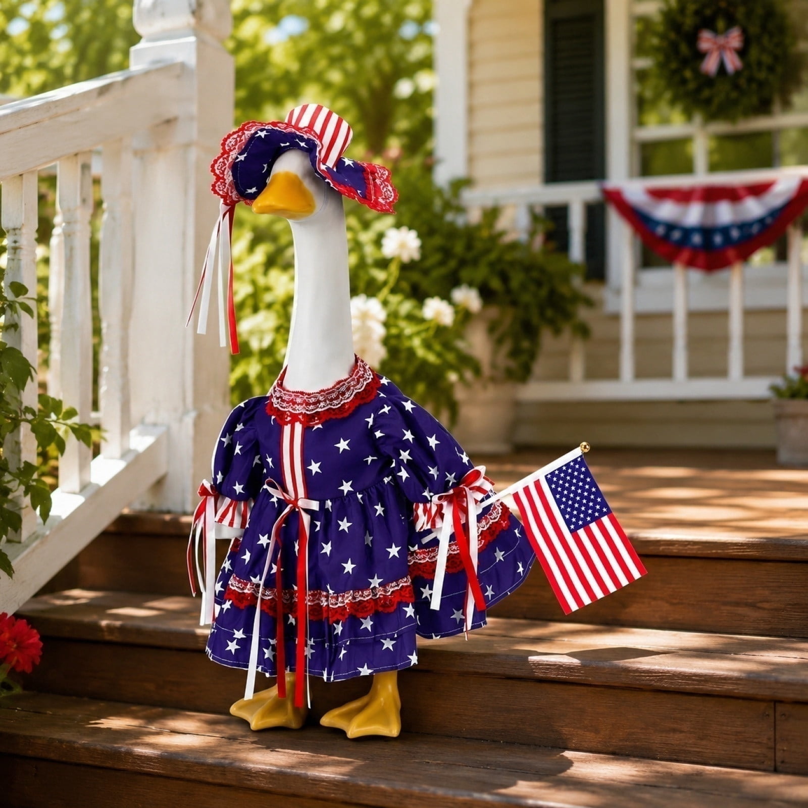 Amketima Patriotic Goose Outfit for 23 Inch Statue Red White Blue Star ...