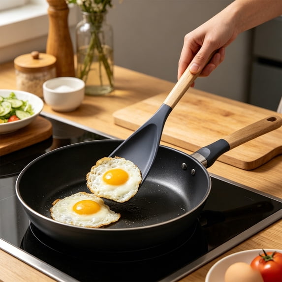 Amketima Silicone Spatula with Wooden Handle Heat Resistant up to 450°F ...