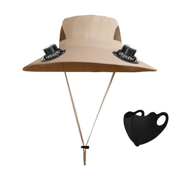Amketima Summer Fisherman Hat with Solar USB Charging Fan Mesh Design ...