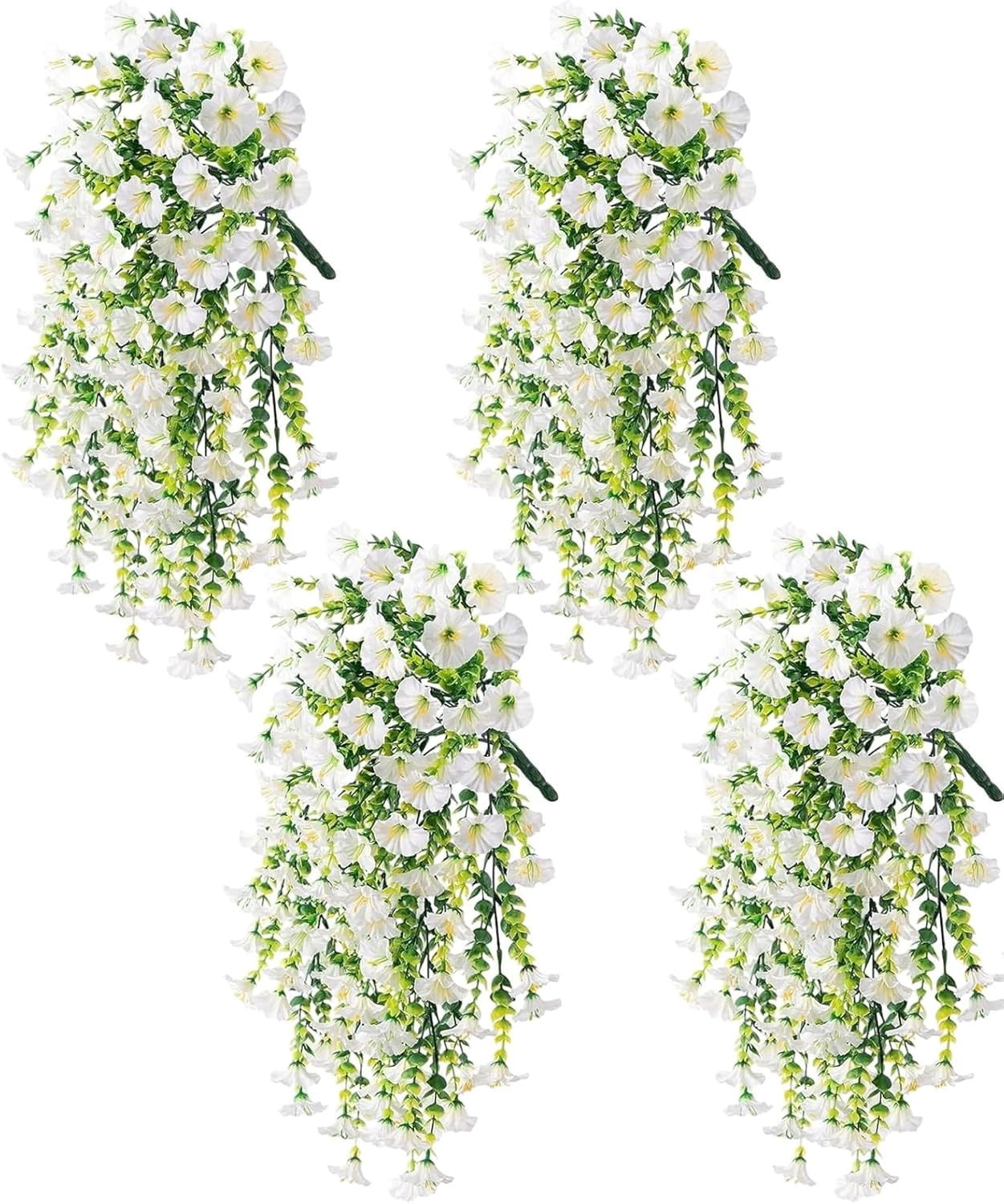 Amketima UV Resistant Artificial Morning Glory Flower Vine 4 Bunches ...