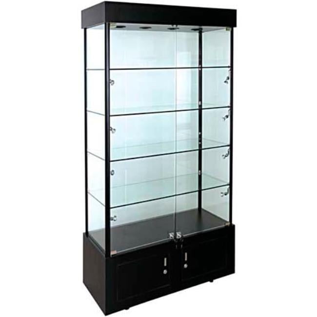 Amko Displays Lighted Glass Tower Showcase - Fully Assembled - 40 x 18 ...