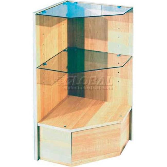 Amko Displays Pentagonal Corner with Glass - Maple - Walmart.com