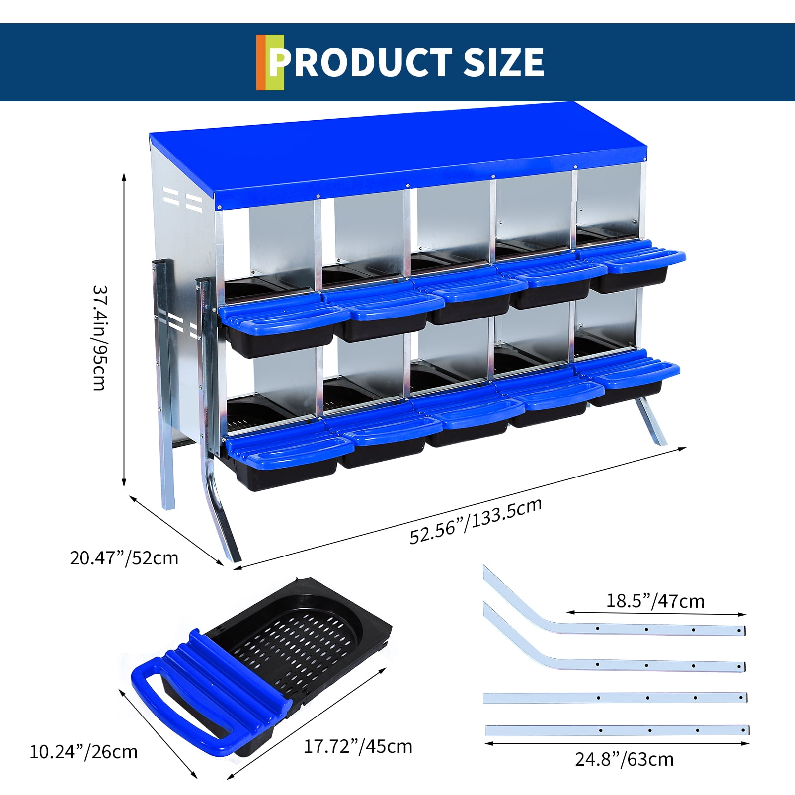 Amkui 2-Tier Chicken Nesting Box, 8/10 Compartment Metal Nesting Box ...