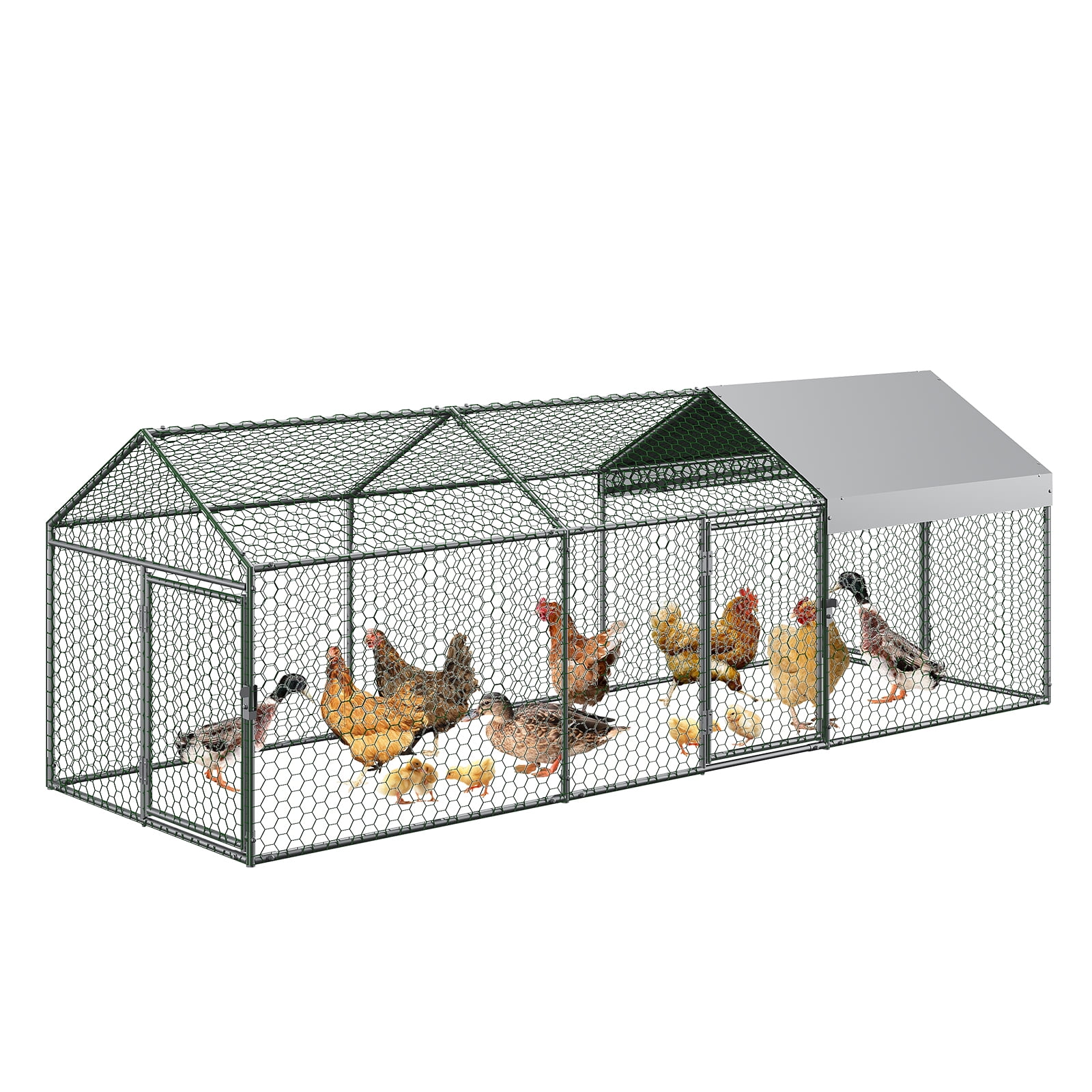 Amkui Chicken Coop Large Metal Chicken Run with Lockable Doors, 157"x39 ...
