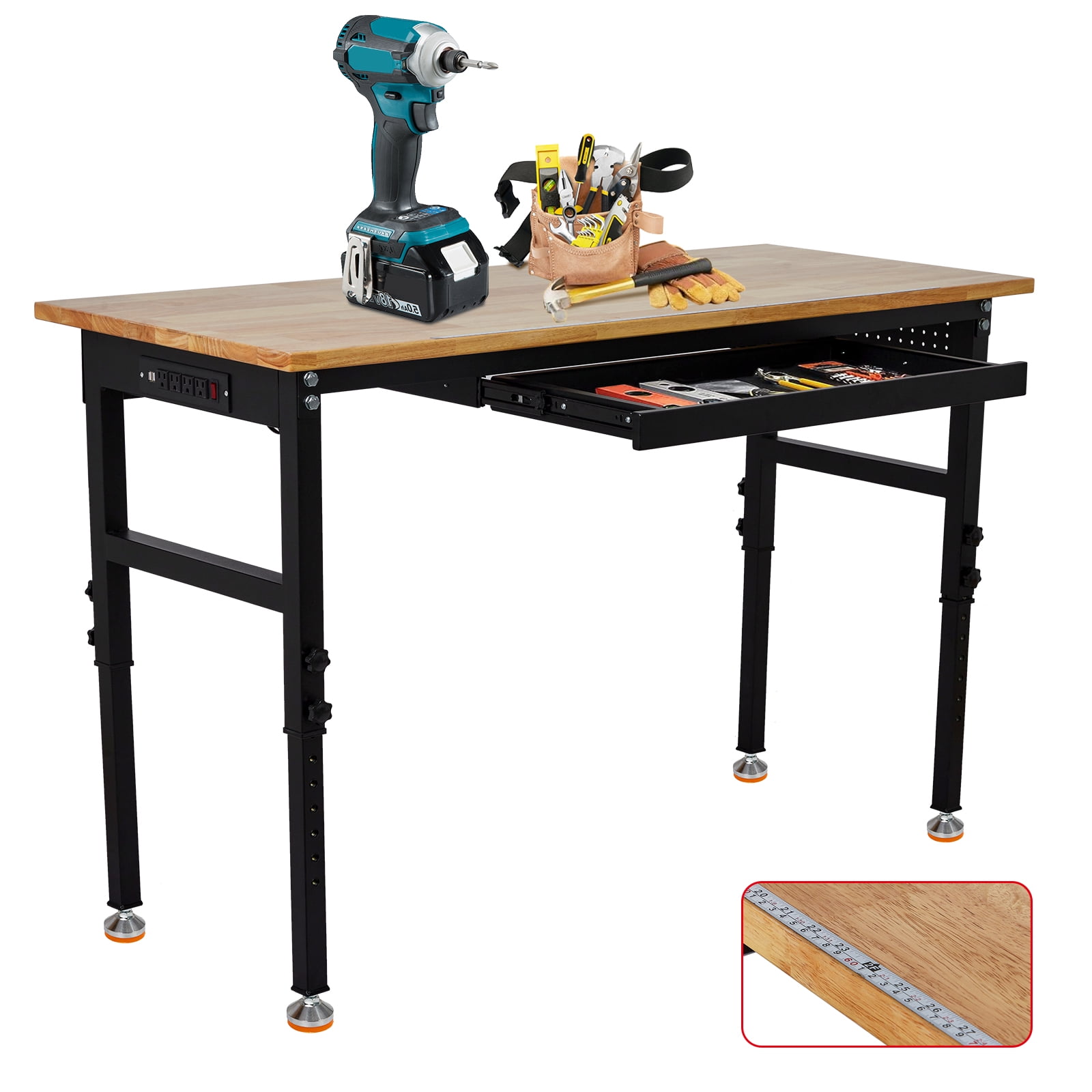 Amkui Height Adjustable Workbench with Power Outlet & Drawer,60" 2000 ...