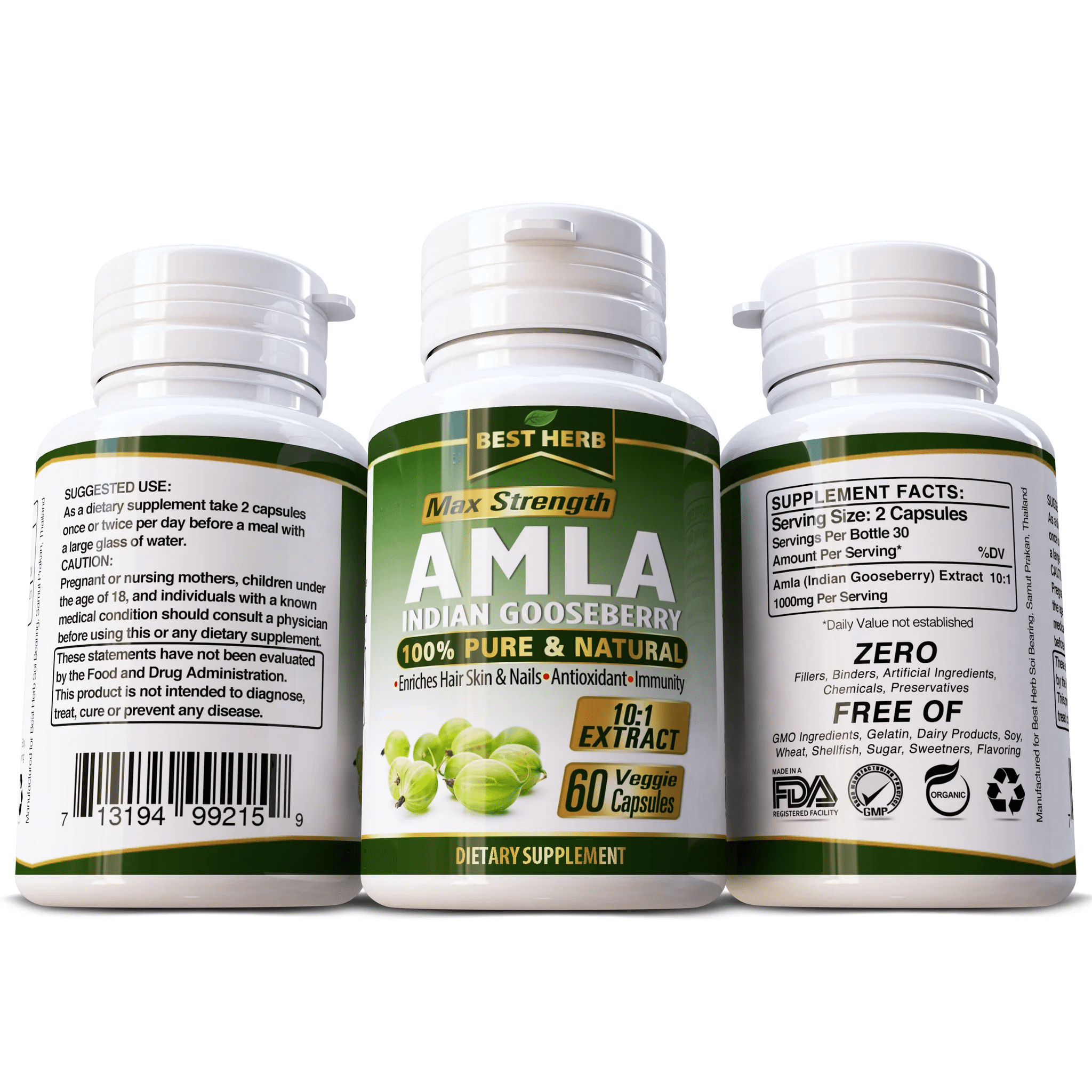 Amla Indian Gooseberry 1000mg Extract Max Strength Supplement 60 Pills ...